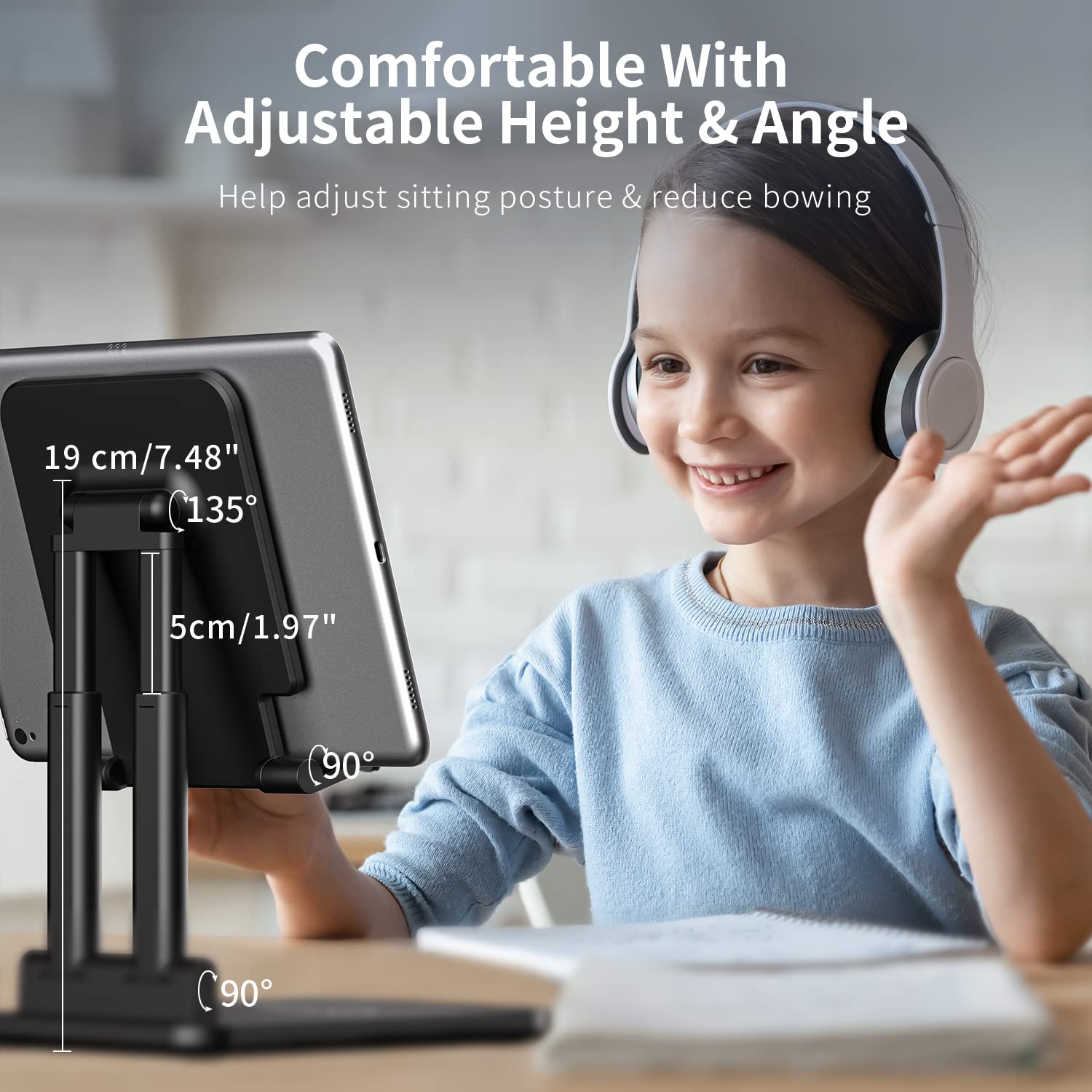 TriPro Tablet Stand -Portable Monitor Stand,4.72" Wide, Adjustable & Foldable, Super Sturdy, Holder for Desk Compatible with iPad/Tablets/Monitor 7"-15.6" and Surface Pro