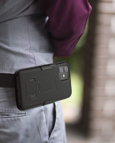 Encased DuraClip Series Designed for iPhone 12 Belt Clip Case - Slim Fit Cover with Holster (Black)