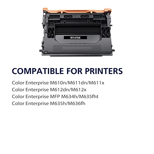 147X Black Toner Cartridge 1-Pack with Chip Compatible Replacement for HP 147X 147A W1470X W1470A for HP Laserjet Enterprise M610n M611dn M611x M612dn M612x MFP M634h M635fht Printer High Yield Ink