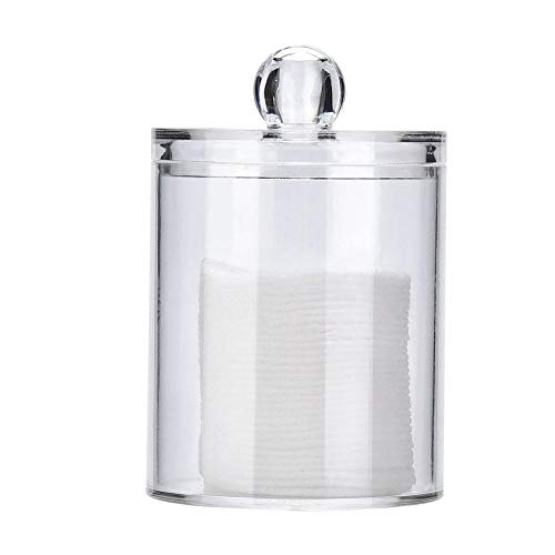 Acrylic Cotton Ball Holder with Lid, Round Cotton Bud Case Acrylic Cotton Swab Holder Storage Container Organizer,Bathroom Containers Dispenser for Organizing Cotton Swab, Cotton Pads, Makeup
