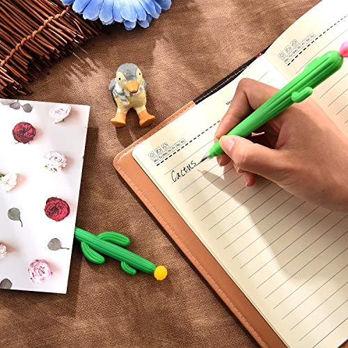 30 Pieces Cactus Pens Cactus Shaped Rollerball Pens Cactus Black Gel Ink Pens Writing Pen for Office School Home Writing Valentine's Day Gift Supplies, 5 styles