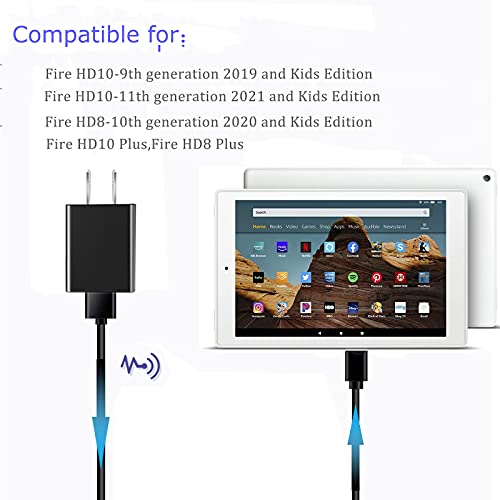 6.5Ft 3A USB C Fast Charger Cable for Charging Fire HD 10-11th gen 2021/Fire HD 10-9th gen 2019/Fire HD7-12th gen 2022/Fire HD 8-10th gen 2020/Kids Edition/Fire HD 7 8 10 Plus/Fire Kids Pro-2021-2Pack