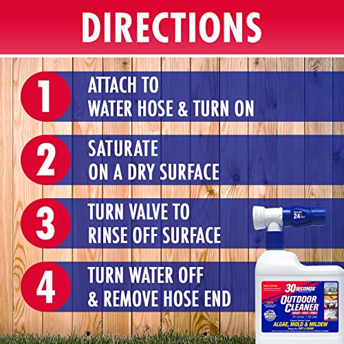 30 SECONDS Mold and Mildew Stain Remover | Outdoor Cleaner | Rapid Results, Cleans Algae, Dirt, and Grime from Fences, Siding, Concrete, Deck | 64 oz. Hose End Spray Bottle - 3 Pack