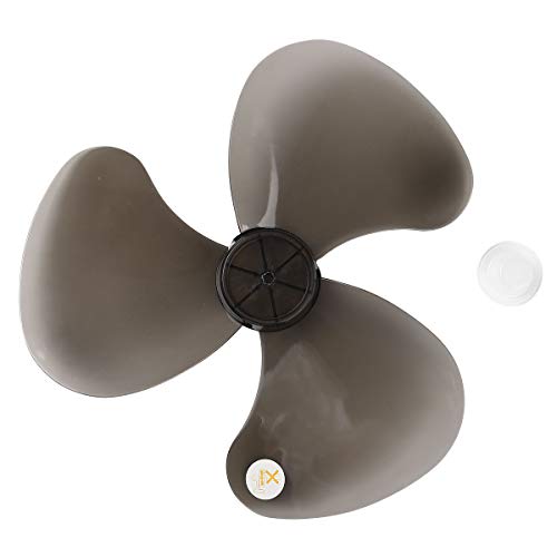 dPois Plastic Fan Blade Replacement Part with Nut Cover for Universal Standing Pedestal Fan Table Fanner General Accessories Black 3 Leaves 16 inch