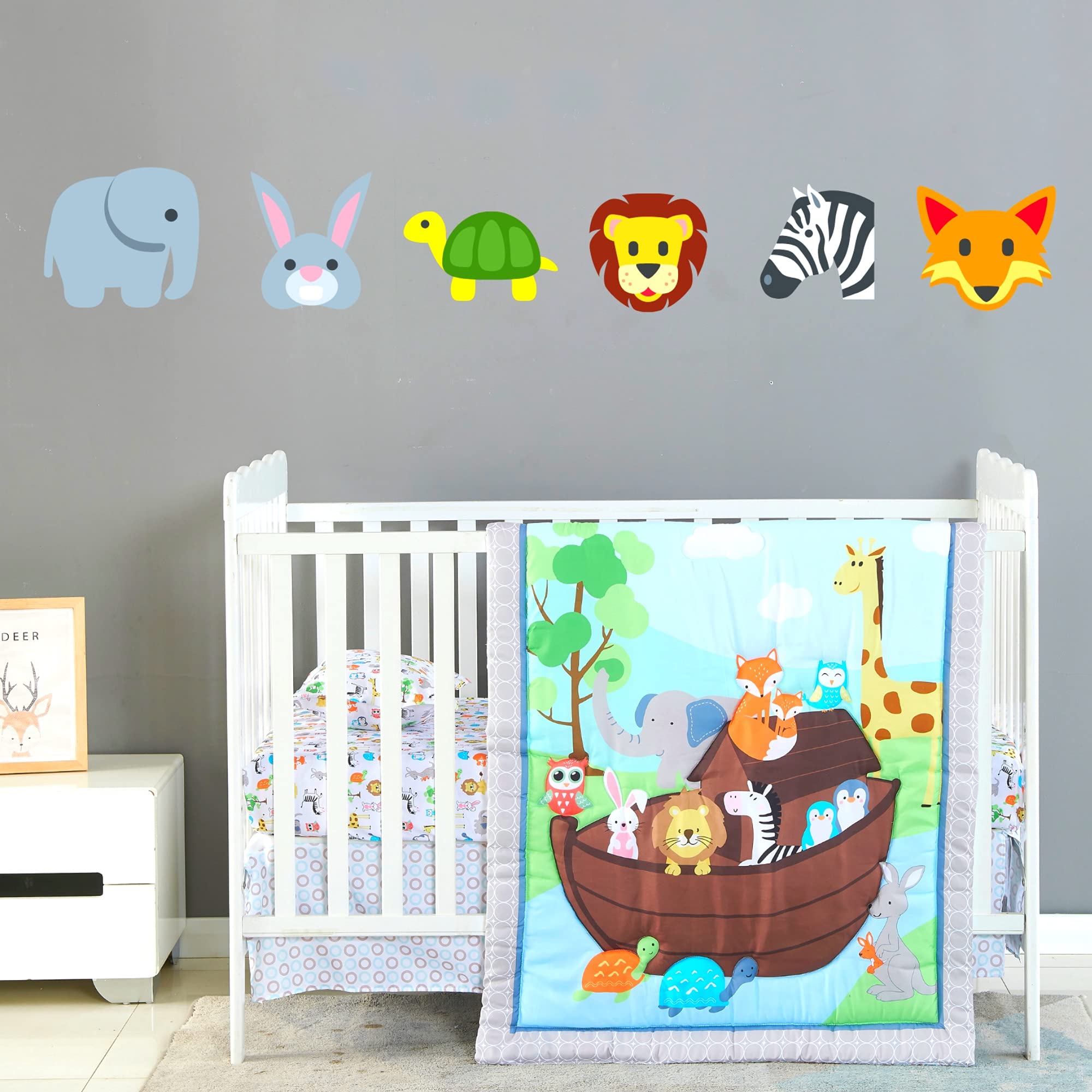 Baby Bees 4 Pieces Jurassic Ark Crib Bedding Sets for Boys and Girls | Baby Bedding Set of Crib Sheet, Quilt, Dust Ruffle for Standard Size Crib