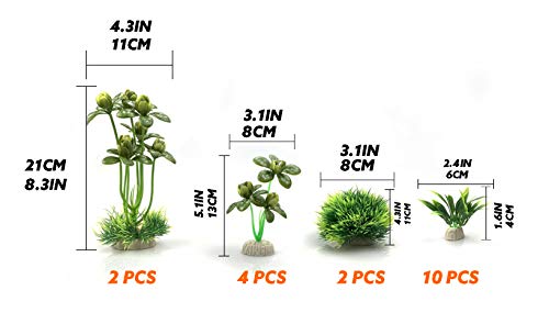 BEGONDIS Artificial Green Water Plants Flower Set 18 Pcs, Fish Tank Aquarium Decorations, Made of Soft Plastic