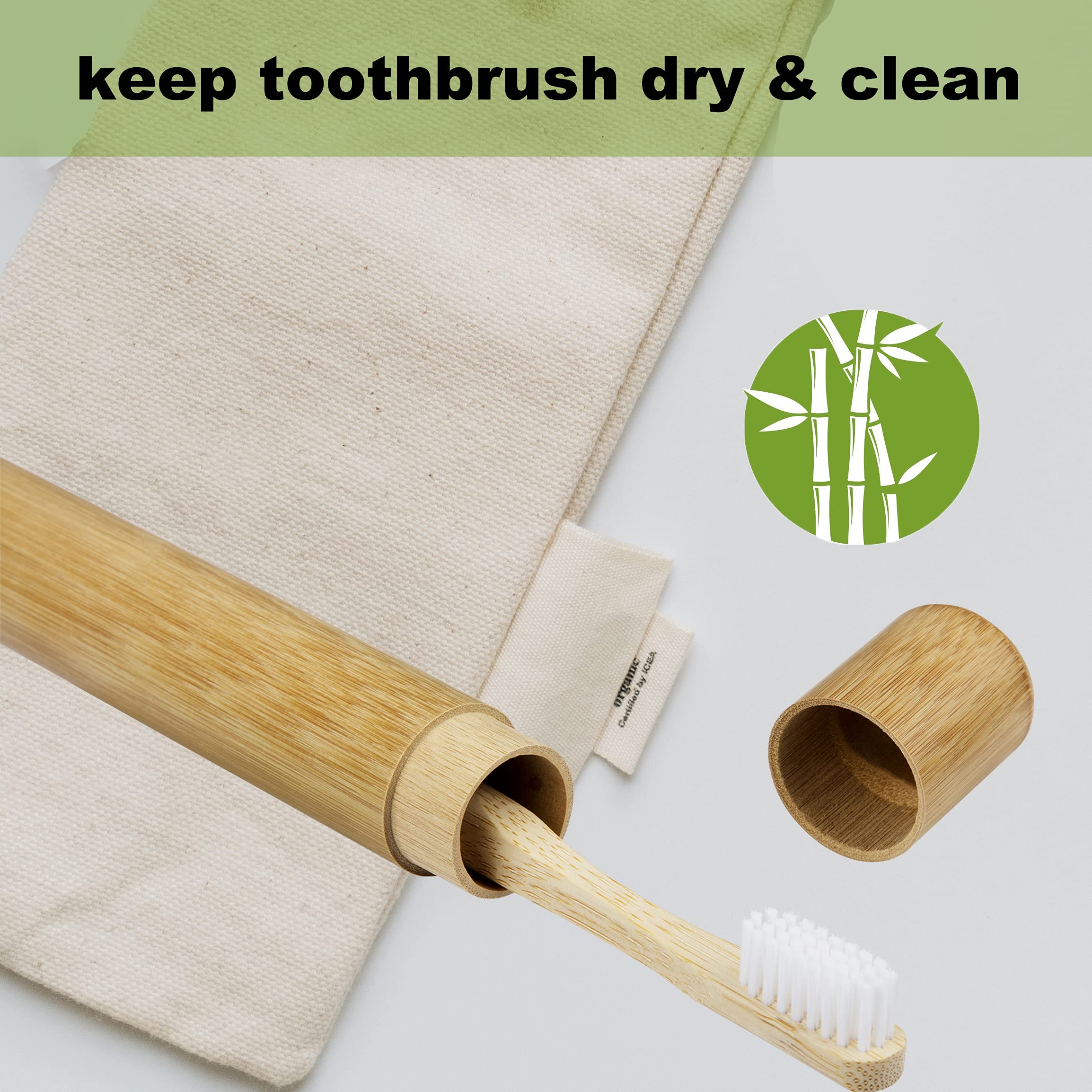 2 Pack Bamboo Toothbrush Case - Reusable Bamboo Toothbrush Holder Toothbrush Travel Case,Wooden Natural Eco Friendly Toothbrush Travel Cover