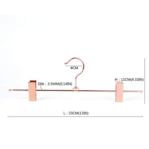 Cocomaya 13 Inch 20 Pack Heavy Duty Rose Gold Copper Stainless Steel Slack Hanger, Pants Hanger, Skirt Hanger with Adjustable Clips (Rose Gold, 20)