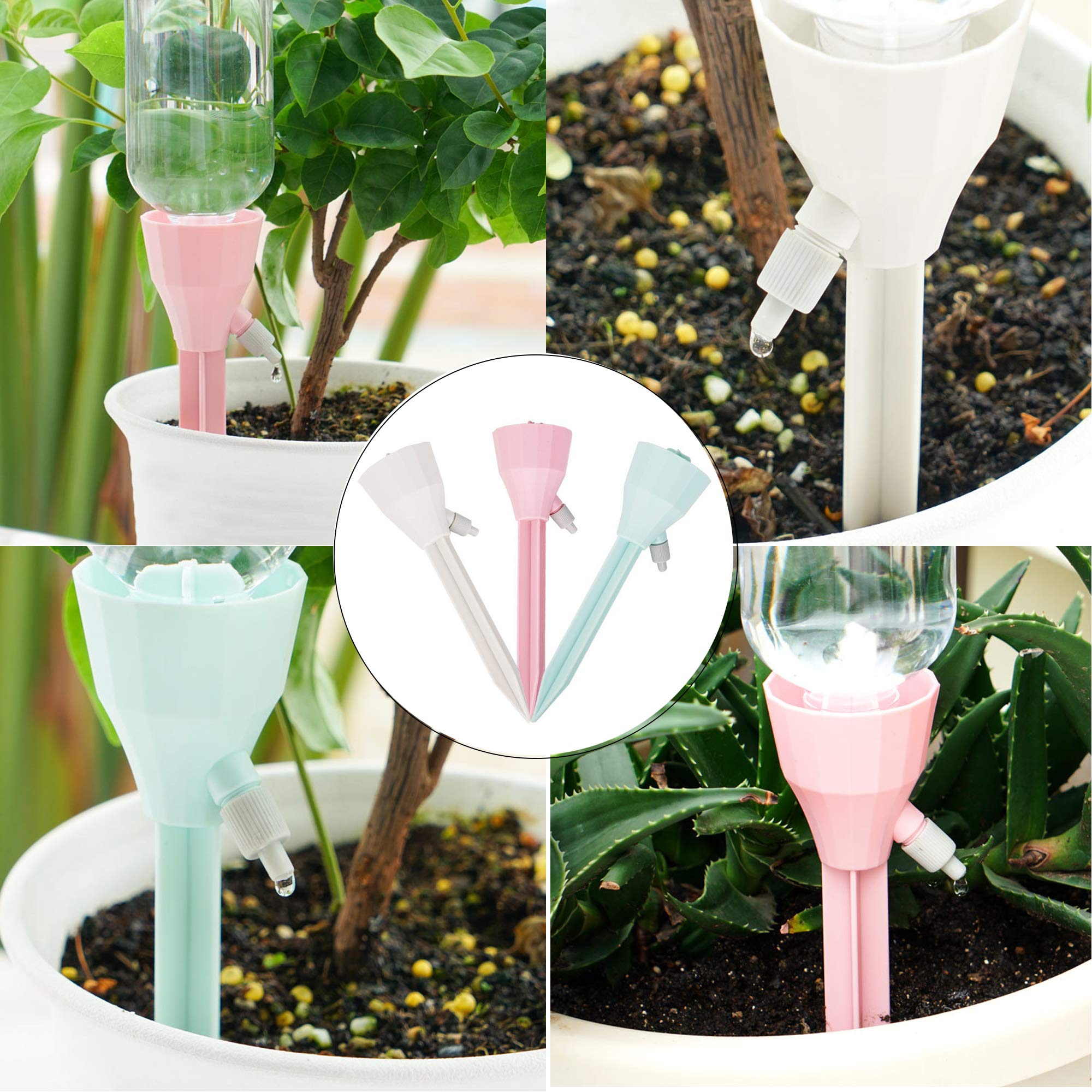 6 PCS Plant Self Watering Spikes Devices, Plant Watering Globes Adjustable Water Volume Drip System for Home and Vacation, Controllable from 1s/1 Drip to 90s/1Drip,for Indoor & Outdoor Plants