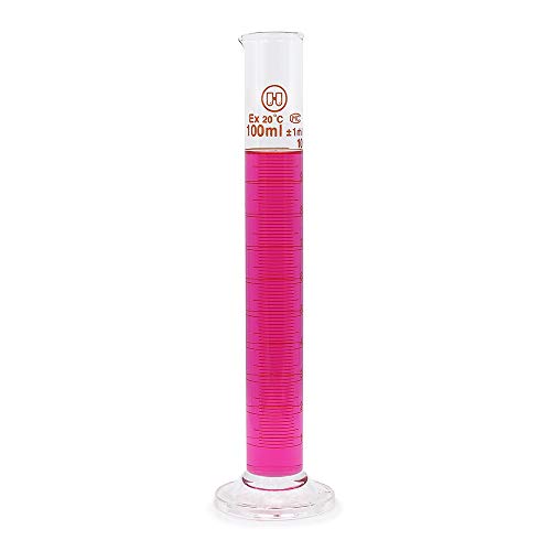 100ml Graduated Cylinder, Measuring Borosilicate Glass, Ideal for Science, School and Home Lab, HUAOU, Pack of 1