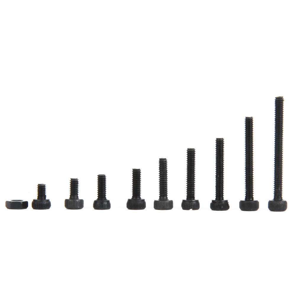 300PCS M2 x 3-20mm 12.9 Grade Black Hex Socket Screw Bolt and Nut Kit Alloy Steel Button Head Socket Bolts