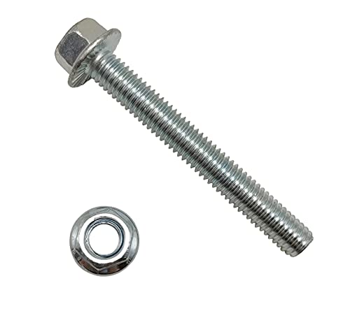 3/8 Flanged Hex Head Bolts, 3/8 Flanged Nuts, Flanged Hex Head Screws, Grade 5, Fully Threaded, 4 Pack (3/8"-16 x 3")