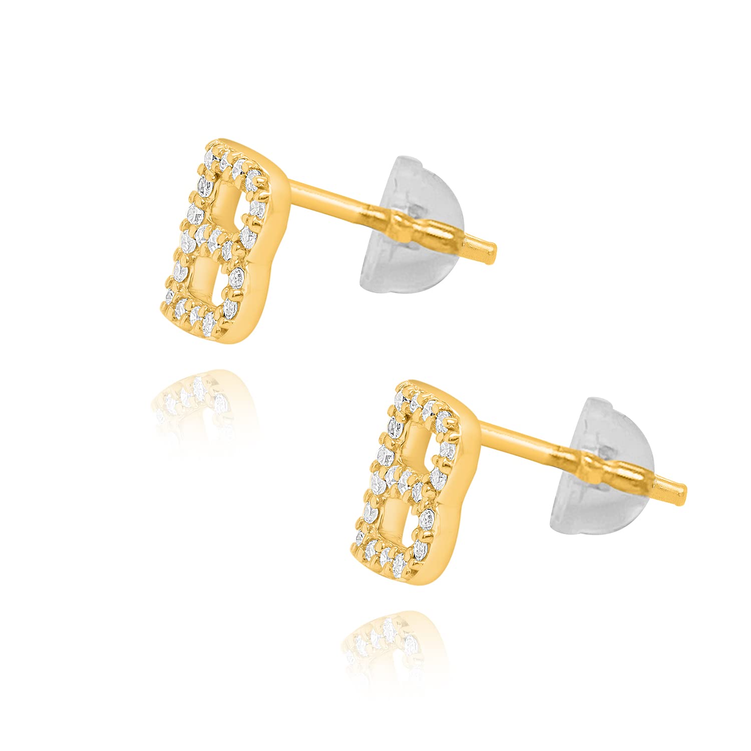 10K Yellow Gold 0.10cttw Lab Grown Diamond Initials Stud Earrings