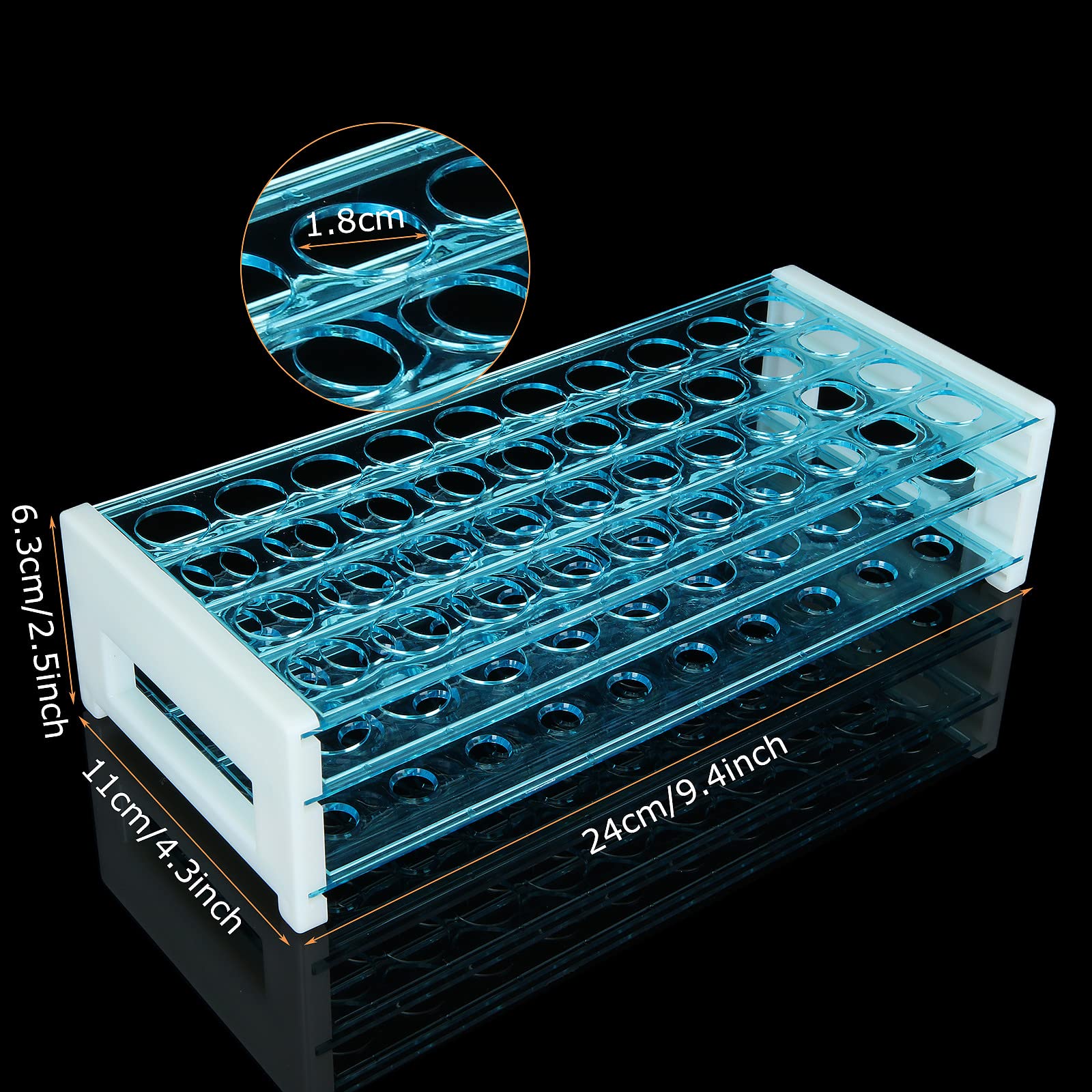 6 Pack Plastic Test Tube Rack for 15-18 mm Tubes, 40 Holes Test Tube Rack Holder, Science Test Tube Stand, Lab Tube Rack for for Scientific Experiment, Lab Sample Vials, Laboratory (Detachable)