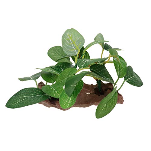 Bitray Aquarium Fish Tank Plastic Artificial Plant Lifelike Water Grass Decoration Green (Oval Leaf)