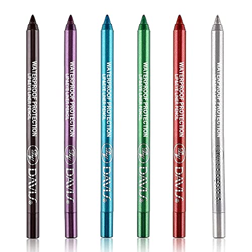 Go Ho 6 PCS Colorful Eyeshadow Eye Liners Set, Colored Eyeliner Pencils Pearl Eyeliner Kit Glitter Eye Liners for Women,Shimmer Metallic Eyeliner Pencil Professional Eye Color & lip Liner Makeup