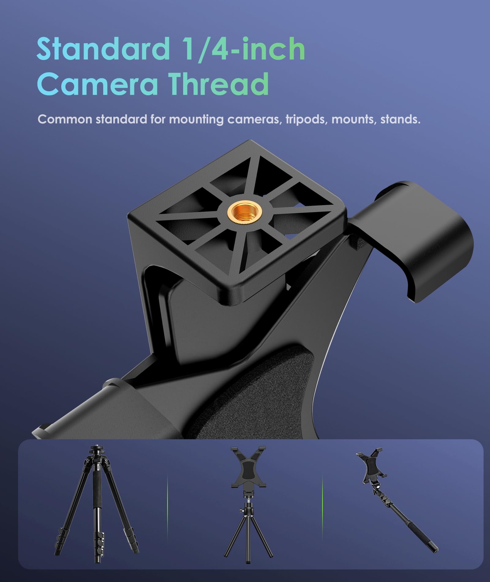 6amLifestyle iPad Tripod Mount Adapter with 360° Rotatable Ball Head, iPad Holder for Tripod, Fits 5” to 7.9” Tablets for Video Recording, Compatible with iPad Mini, Air, Pro 9.7/10.5/11