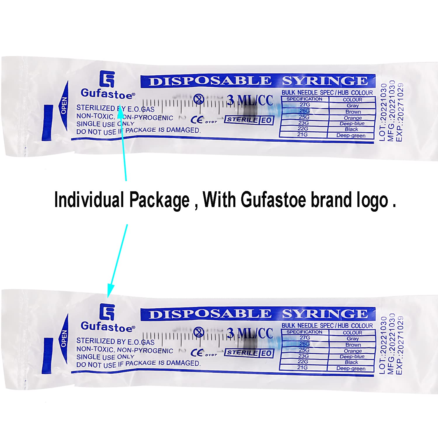 100Pack 3ml/cc with 23 G 1” Safety Individually Wrapped