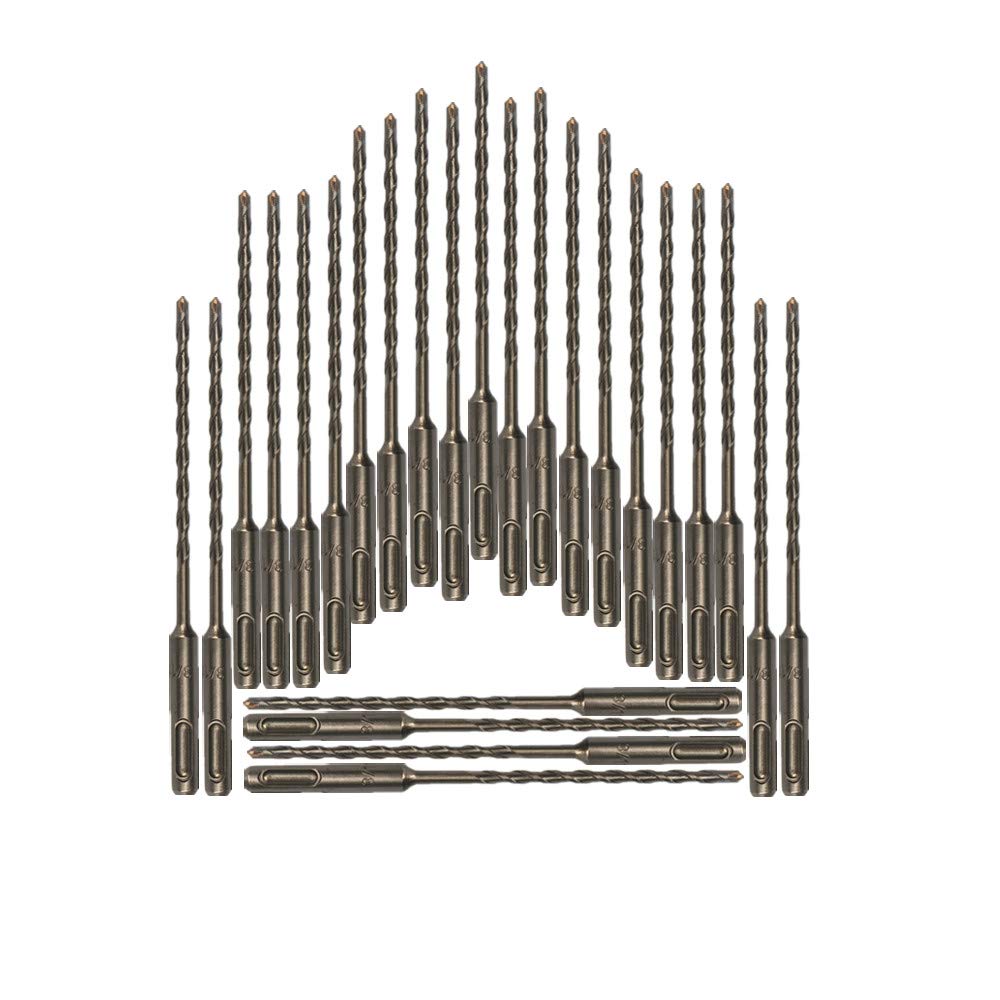 25PCS, 3/16" x 6", SDS Plus Bits, 3/16" x 6", Masonry Drill bit Set, SDS+ Hammer Bits