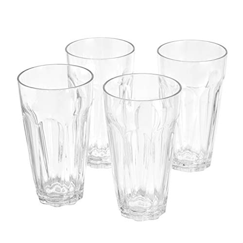 Amazon Basics Tritan Working Style Highball Glasses - 24-Ounce, Set of 4(Plastic Material)