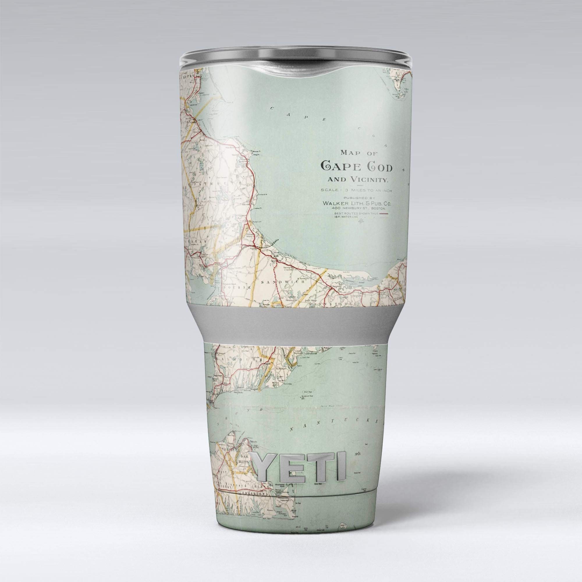 Design Skinz The Vintage Map of Cape Cod - Skin Decal Vinyl Wrap Kit Compatible with The Yeti Rambler Cooler Tumbler Cups