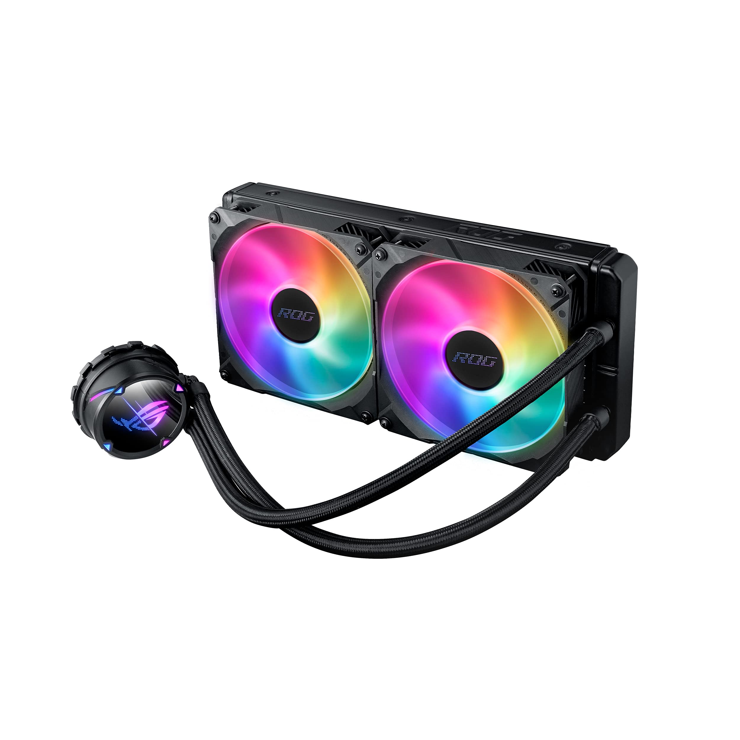ASUS ROG Strix LC II 280 ARGB all-in-one liquid CPU cooler(AIO) with Aura Sync, AMD AM4/TR4, and Intel LGA 1150/1151/1155/1156/1200/2066 support, dual ROG 140 mm addressable RGB radiator fans