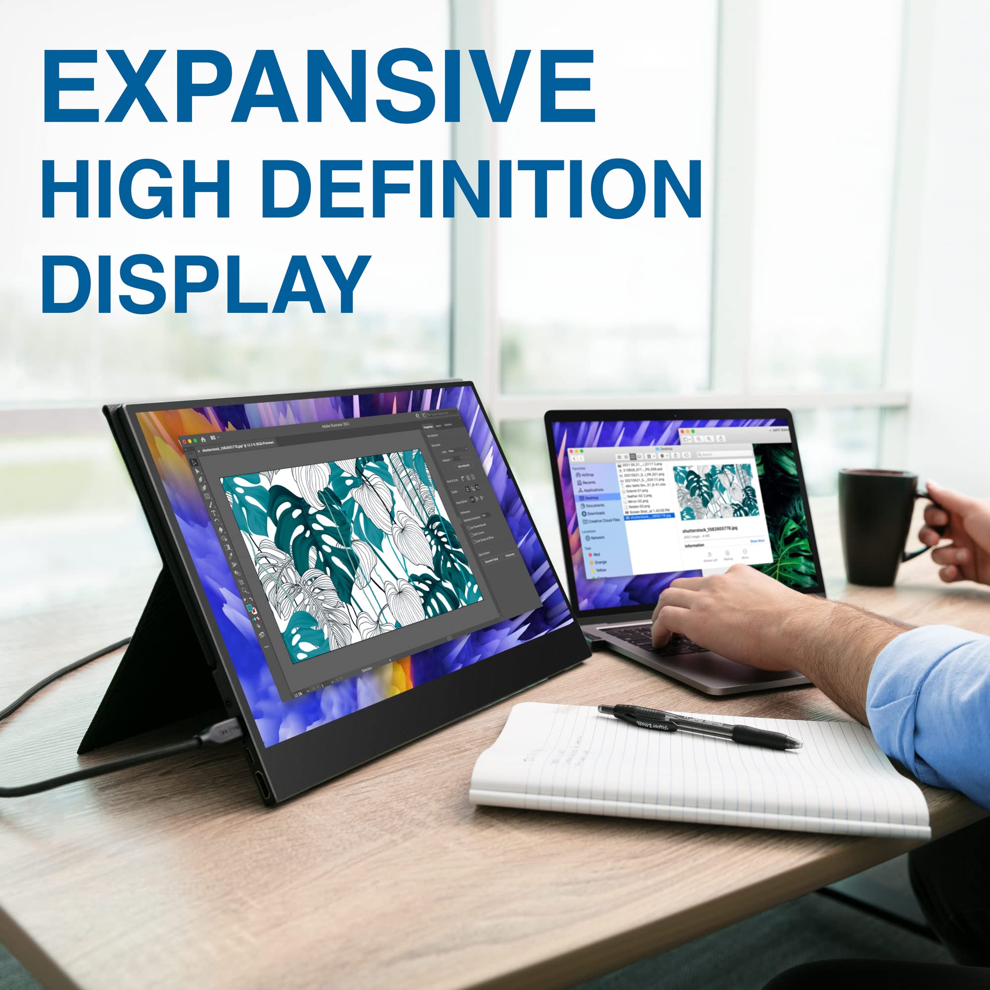 SideTrak Solo 17.3” Touchscreen Portable Full HD LED Monitor, Laptop Dual Screen Computer Extender with Large Display Cover, for PC, Gaming & Chrome, HDR Enabled, Powered by USB-C or HDMI