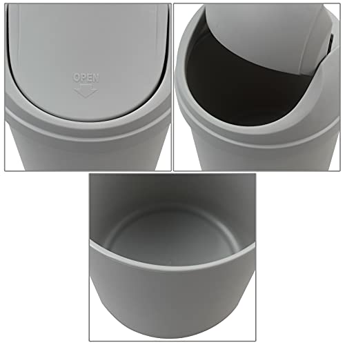 EudokkyNA Mini Desktop Trash Can, Tiny Trash Bin with Lid (Grey)