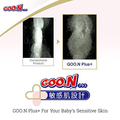 GOO.N Plus+ Diapers Newborn/XS Size (up to 11 lb) Unisex [1-Pack] 36 Count Tape Straps Sensitive Skin, Made in Japan