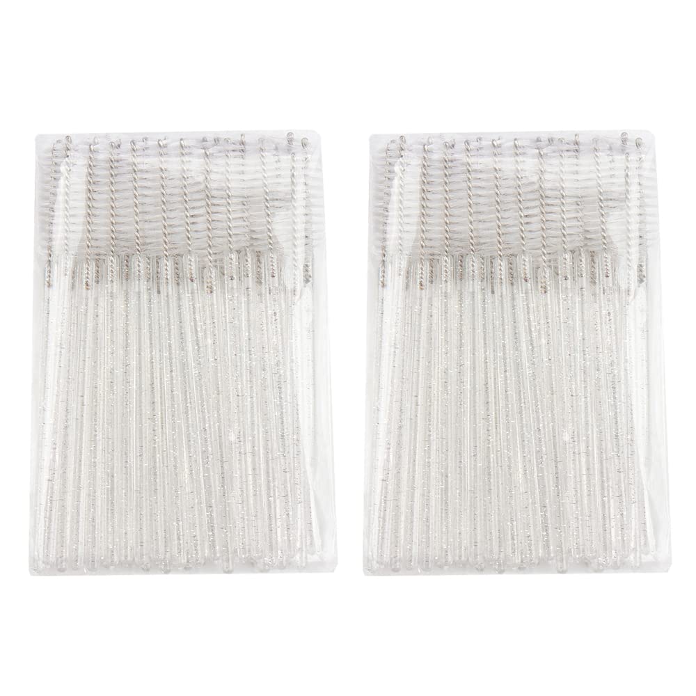300 PCS Crystal Eyelash Mascara Wands Disposable Lash Brushes for Extensions Spoolie Brush Applicators Makeup Tool Kits (White)