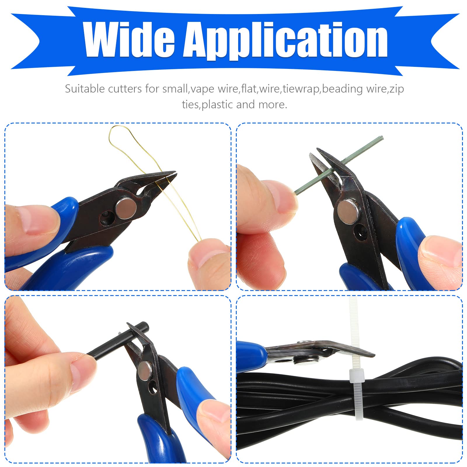 12 Pcs Flush Cutter Pliers Wire Cutters 4.92 Inch Diagonal Cutters Carbon Steel Cutting Pliers Wire Clippers Nippers for Electronic Wire Soft Copper Jewelry Making Screws Crafting DIY Projects (Blue)