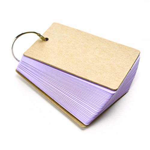 300Pcs Multicolor Kraft Paper Blank Flash Cards Study Cards Note Cards with Binder Ring for Bookmark/DIY Greeting Card/Index Card Stock for School Home Office Use, 90 * 55MM
