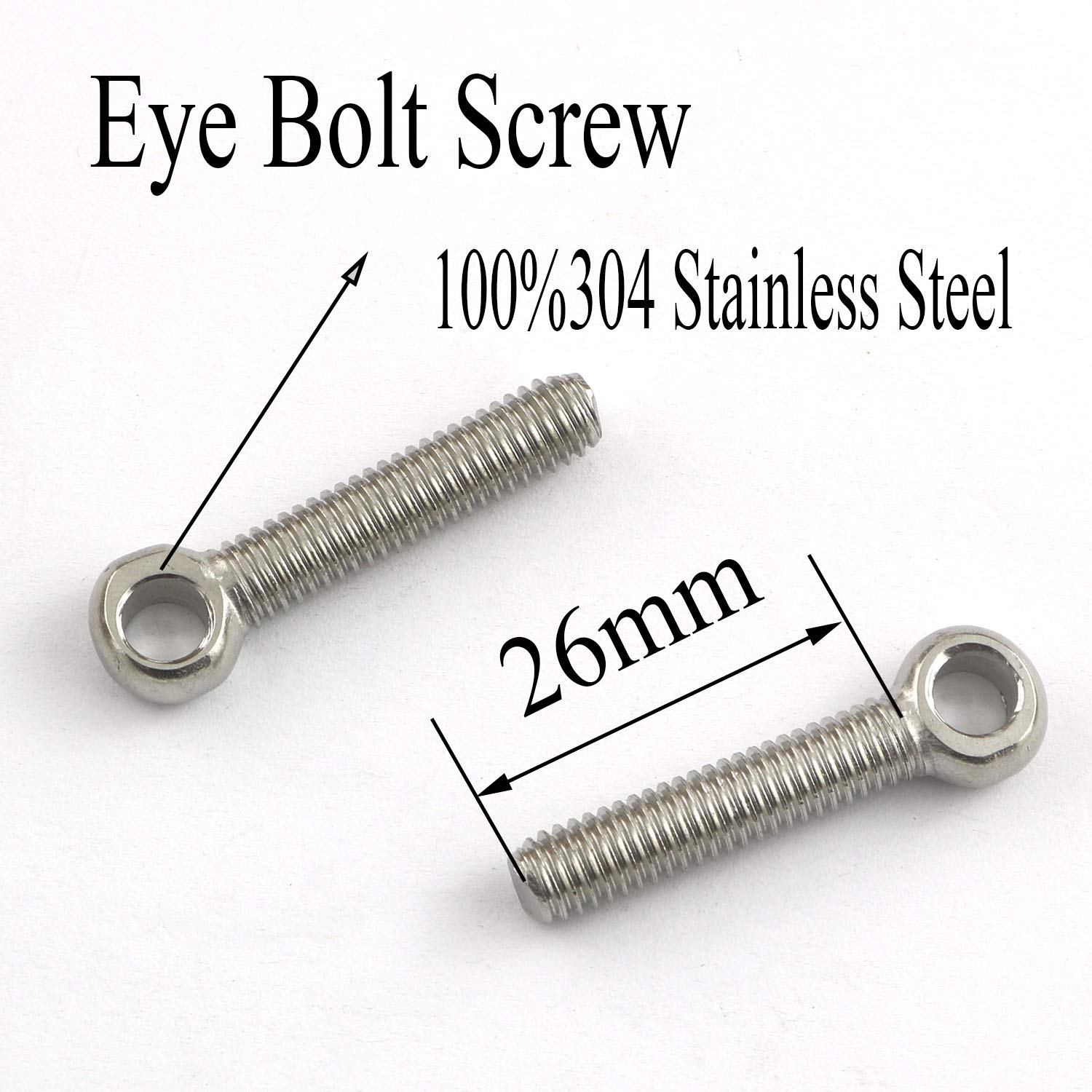 6pcs M6x30mm Eye Bolt Screw Lifting Ring Eye Bolts 304 Stainless Steel Axle Pin Split Pin Shaft Pin Dowel Bolt Ring Screw Loop Hole Bolt