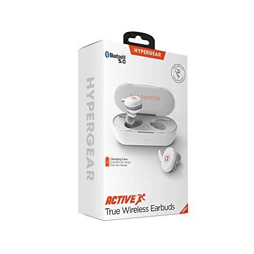 HyperGear Active True Wireless Bluetooth Earbuds + Portable Pocket-Sized Charging Case [Quick Pairing] Noise Cancelling Mic., Built-in Touch Control, HD Stereo Sound, IPX5 Waterproof (White) 15127