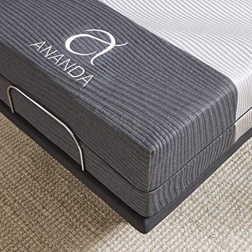 Blissful Nights 13" Ananda Cool Gel and Pearl Infused Hybrid Mattress with Head Tilt Adjustable Bed Base Combo Set (Cal King Split)