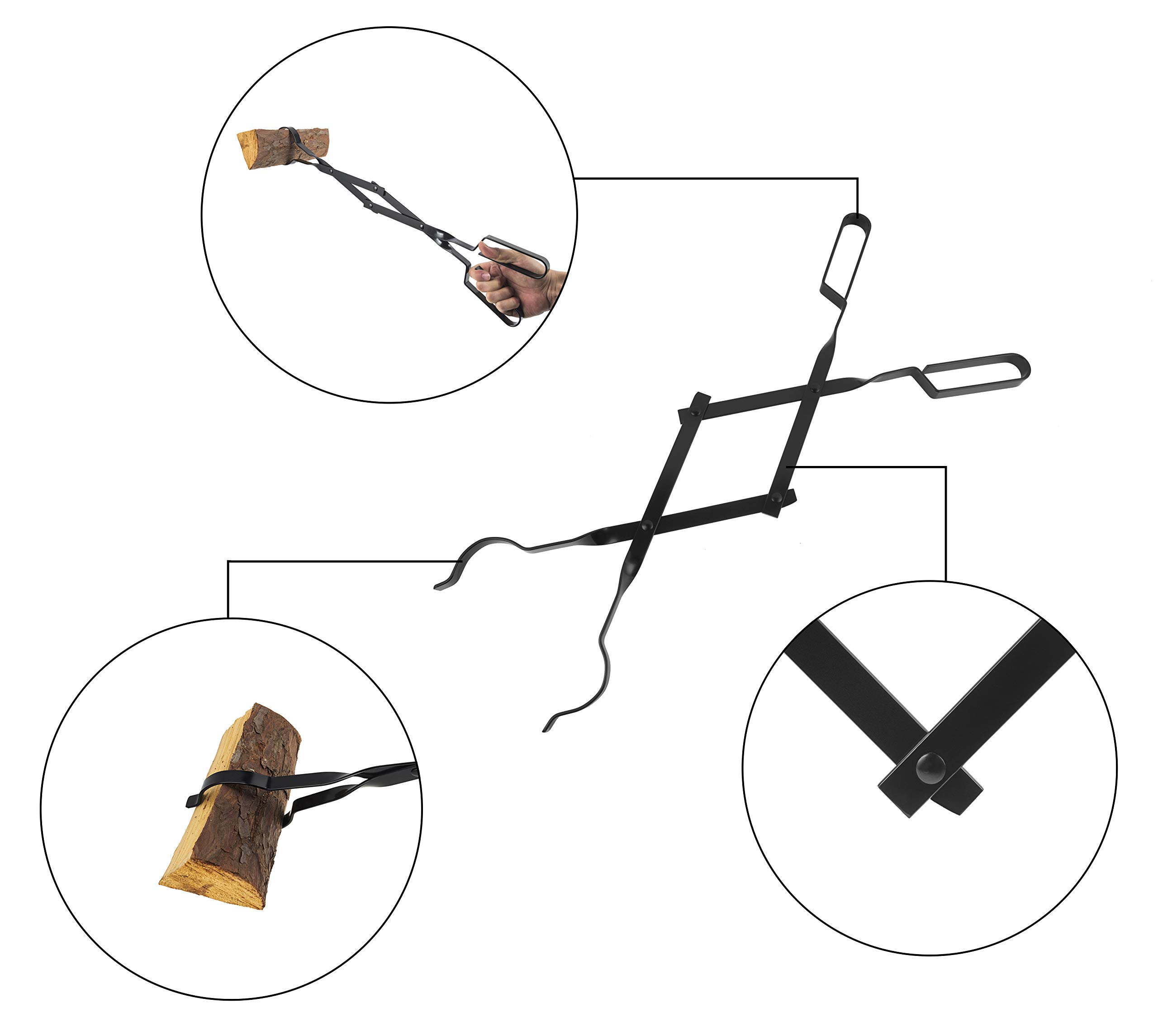 26-Inch Campfire Fireplace Tongs and Wood Fireplace Bellows Leather Fire Bellow Fire Pit Air Blower with Stainless Steel Nozzle, Outdoor Cooking Camping Chimney Pump Barbecue Fire Tools Accessories