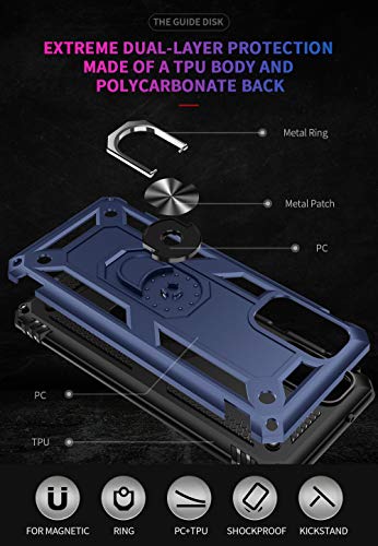 ADDIT S20 fe Case,S20 fe 5G Case, [Military Grade ] 15ft. Drop Tested Protective Case with Magnetic Car Mount Ring Holder Stand Cover for Samsung Galaxy S20 fe/S20 fe 5G - Blue