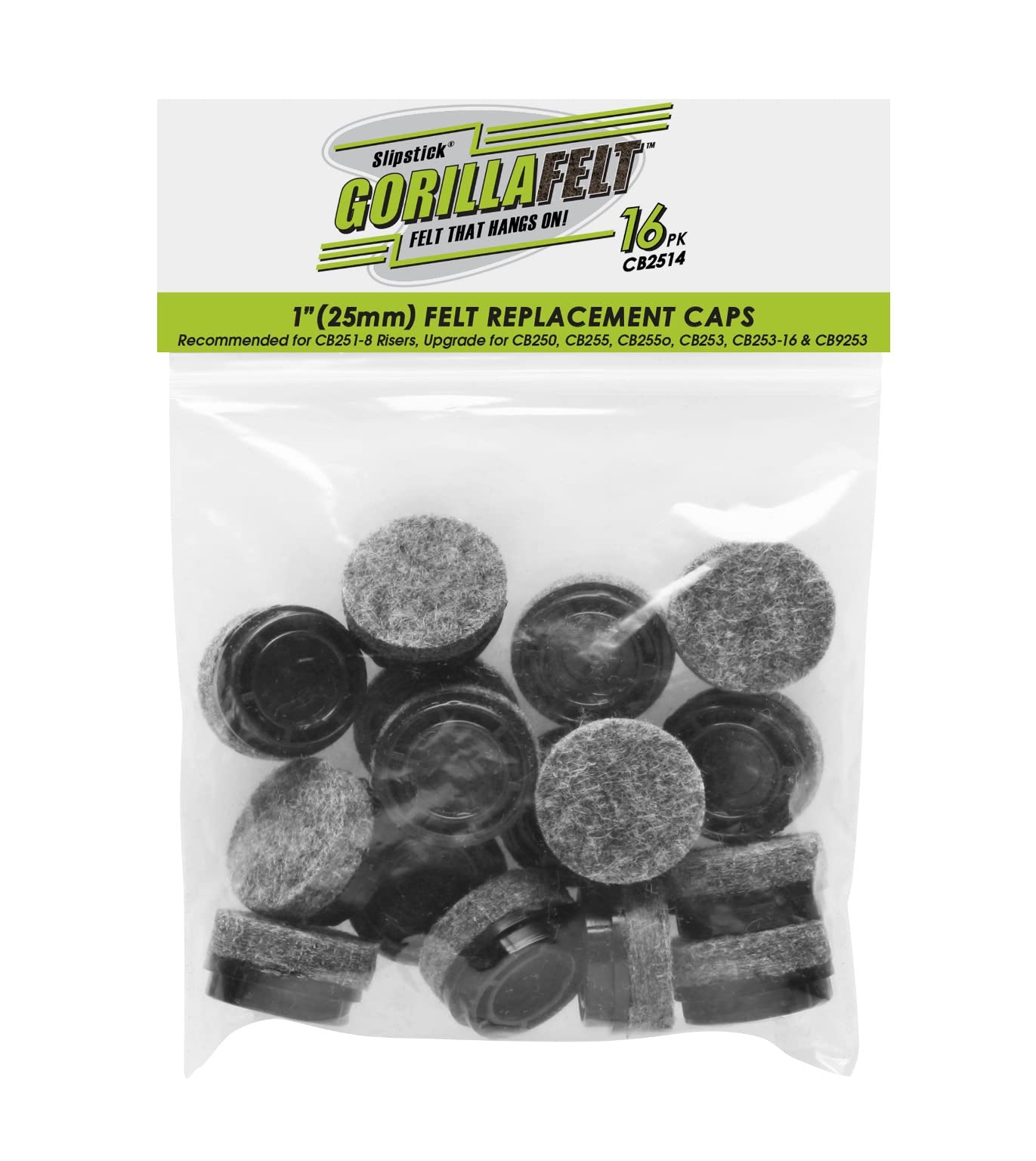 1" GorillaGlides with GorillaFelt Inserts 16 Pack