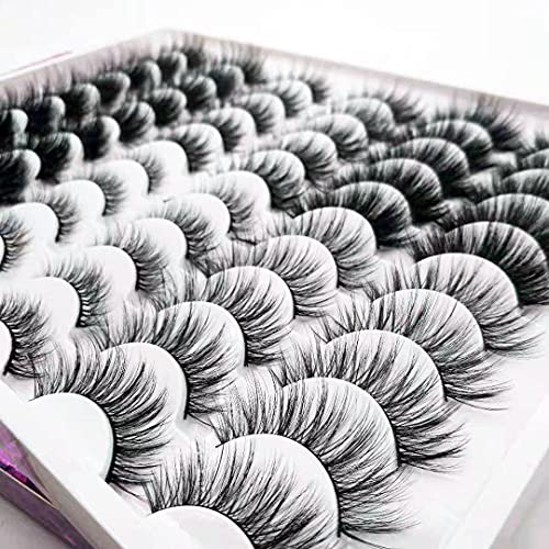 30 Pairs 20MM False Eyelashes pestañas Wholesale 6 Styles Mixed Lashes 3D Fluffy Volume Dramatic Faux Mink Eyelashes Pack（303）