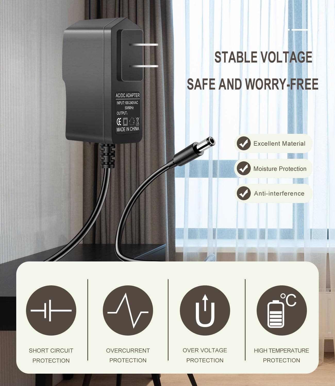 6V 500mA Adapter Power Supply [6 Volts 0.5 Amps] AC to DC Plug 5.5 x 2.1mm & 2.5mm for 6volt 500mA 400mA 300mA 200mA 100mA Equipment, Extra Long 3.3ft Cord