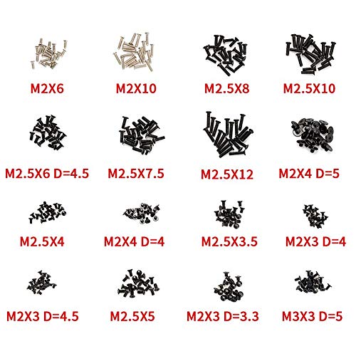 320Pcs for Laptop for Computer Notebook Screws Kit Assemble Fastening Flat Head Black Repair Case for IBM for HP for Sony SCRW-060086