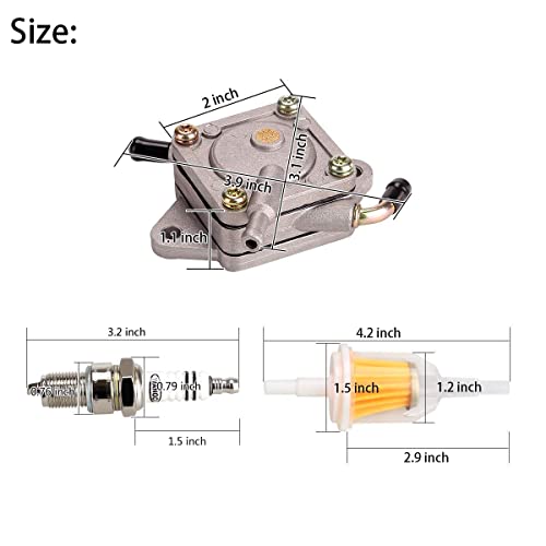 10L0L Golf Cart Fuel Pump Impulse Kit for Club Car DS Precedent 1984-up Gas with 290FE 350FE Kawasaki Engine, Replace OEM 1014523 1014524 S 5136 FP002