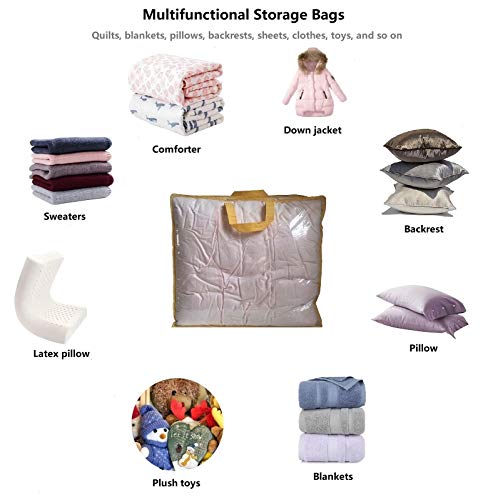 6 Pack Clear Storage Bags with Zipper and Handles, Vinyl Zippered Storage Bag for Clothes, Blanket, clothing, Quilts, Pillows, Bedding, 23x20x6 Inch