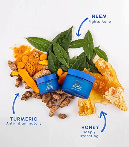 AAVRANI Glow Activating Exfoliator – Stain-Free Turmeric Face Mask with Raw Honey, JoJoba, and Neem – Exfoliating Clay Mask for Acne, Dark Spots, and Deep Pore Cleansing (1.0 Fl Oz)