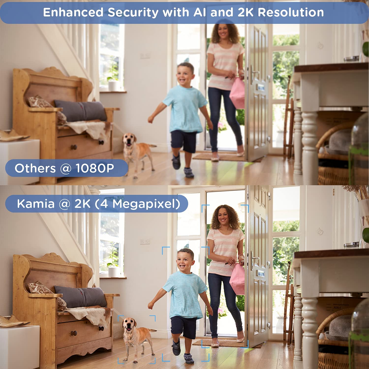 2K Pet Dog Monitor Camera with App, Kamia 4MP ProHD Indoor Security Camera, Panoramic Motion Tracking & Alert, Works with Alexa & Google Home, IR Night Vision, 2-Way Audio, Pan & Tilt, No Subscription