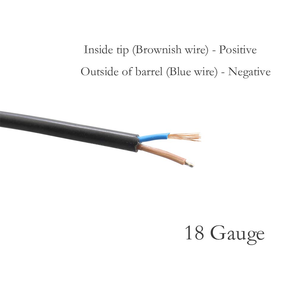 18 AWG DC Power Pigtail Cable, 2.1mm x 5.5mm Barrel Plug Wire Male&Female Connectors for CCTV Security Camera and Led Lighting Power Adapter by SIM&NAT, Pack of 10