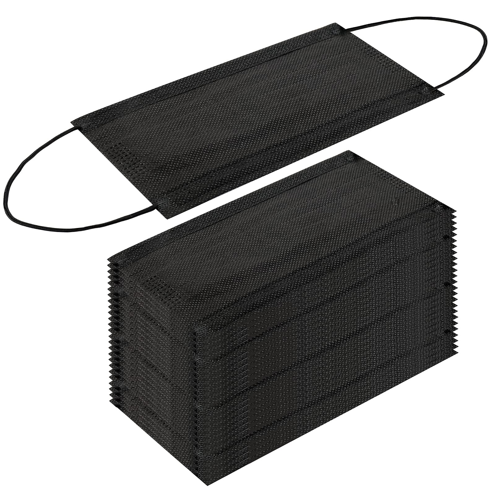 100PCS Black Disposable Face Mask Black Face Masks 3 Ply Protection Black Masks for Adults