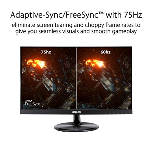 ASUS VP229HE 21.5” Monitor, 1080P Full HD, 75Hz, IPS, FreeSync/Adaptive-Sync, Eye Care, HDMI VGA, Frameless, VESA Wall Mountable (Renewed)