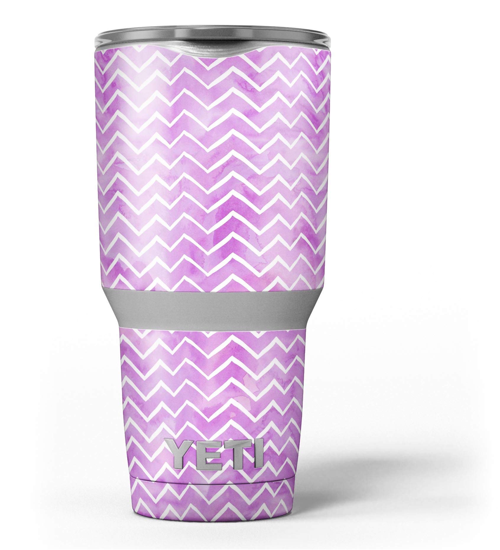 Design Skinz White Chevron Over Purple Grunge Surface - Skin Decal Vinyl Wrap Kit Compatible with The Yeti Rambler Cooler Tumbler Cups