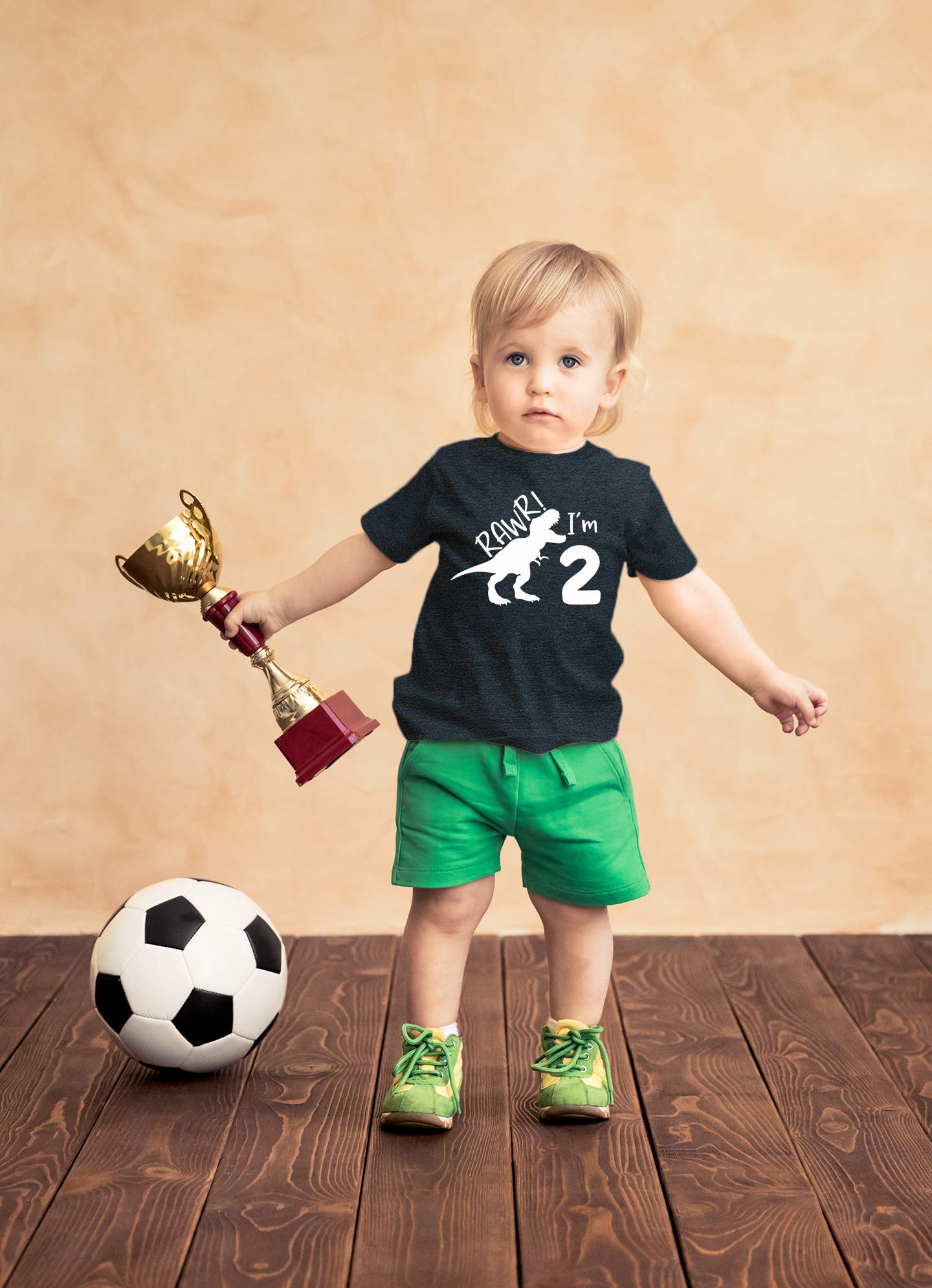 2nd Birthday Shirt boy Dinosaur rawr im 2 Toddler Two Year Old Second Dino Outfit (Charcoal Black, 2 Years)